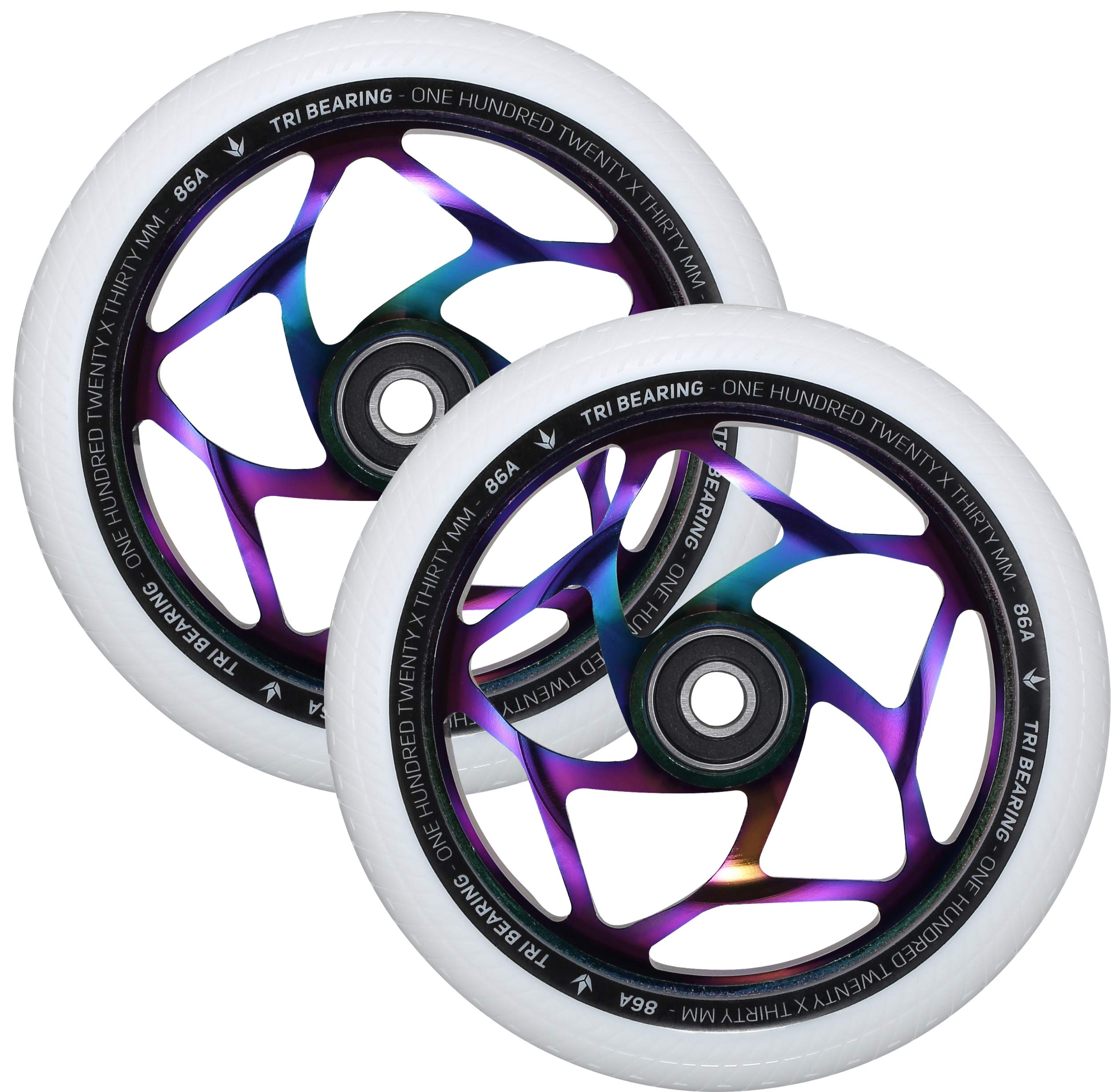 Envy Scooters 120mm/30mm TRI Bearing Wheels PAIR - Oil Slick/White