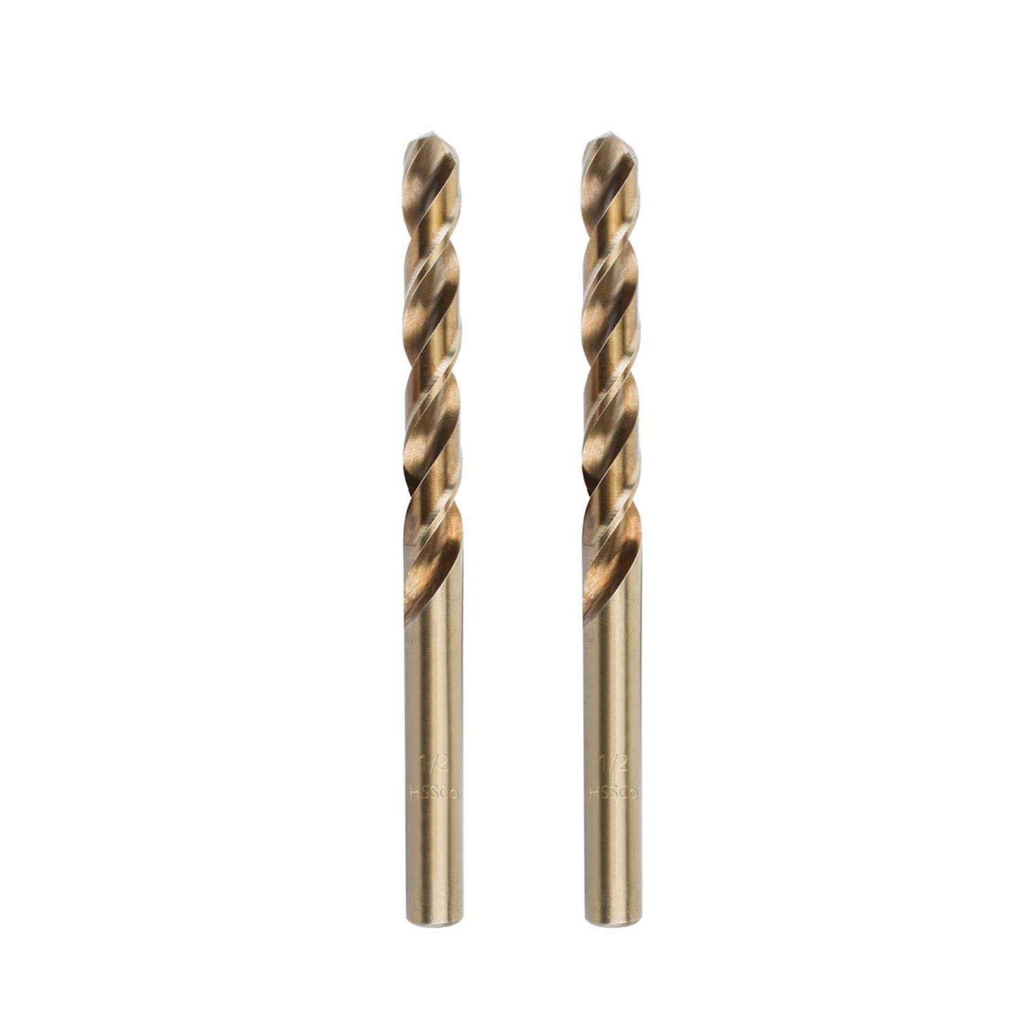 Gunpla Cobalt Drill Bits 1/2-Inch 2 Pcs, M35 HSS Imperial Straight Shank Jobber Drill Bit Set with Plastic Case for Hardened Stainless Steel Metal Aluminum Tile Wood Plastic and Cast Iron