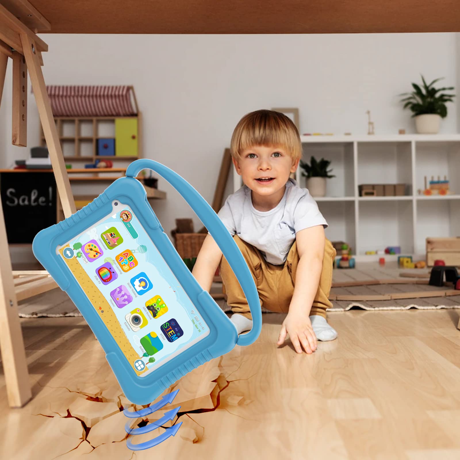 IWGGO Kids 7-inch Tablet with 32GB Storage, Dual Camera, Android 11, Parental Controls, Toddler-friendly