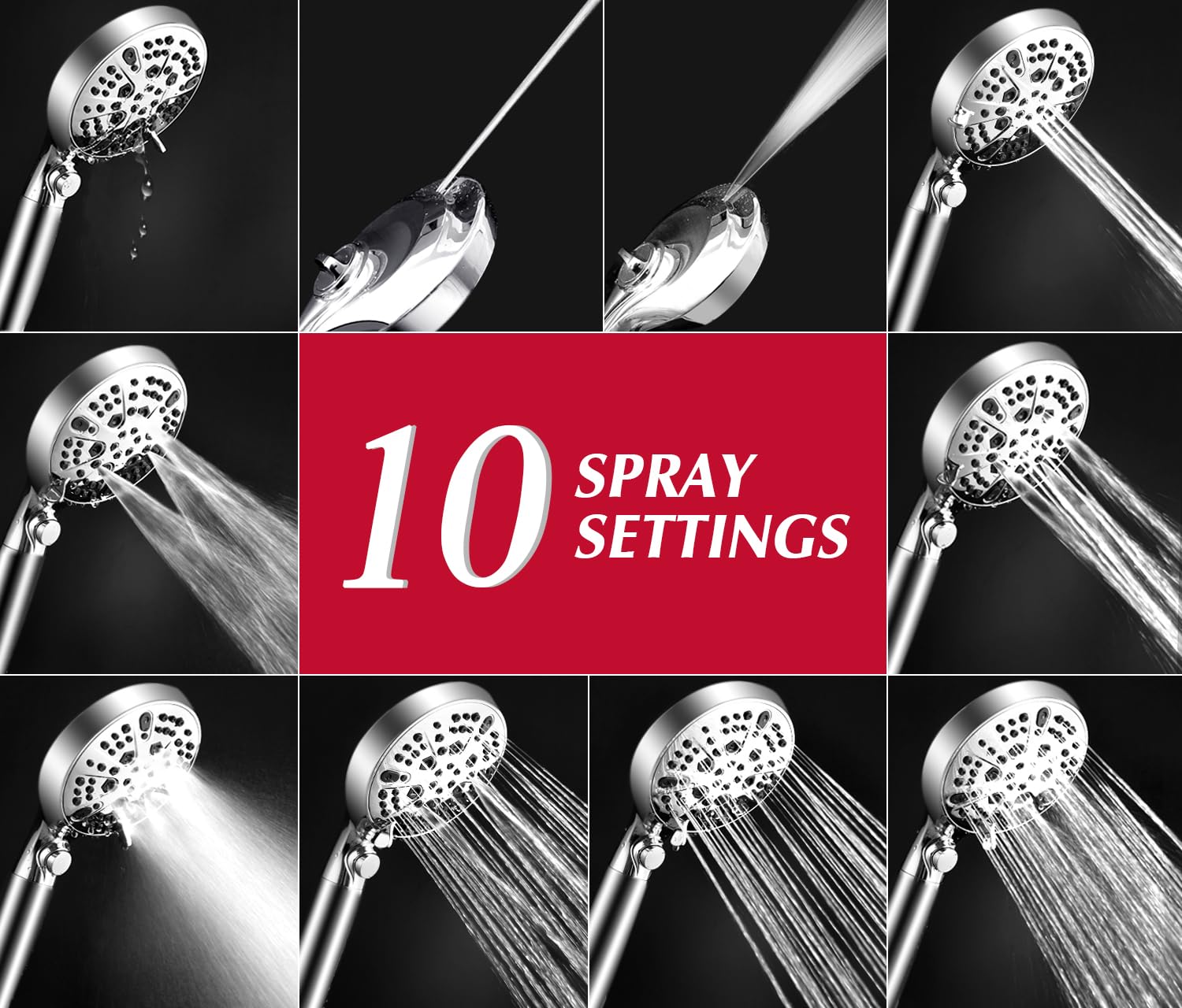 Filtered Shower Head with Handheld,High Pressure Water Flow and 10-Mode Shower Head Filter for Hard Water,Water Softener Shower Head,Handheld Shower Head with 70“ Long Hose