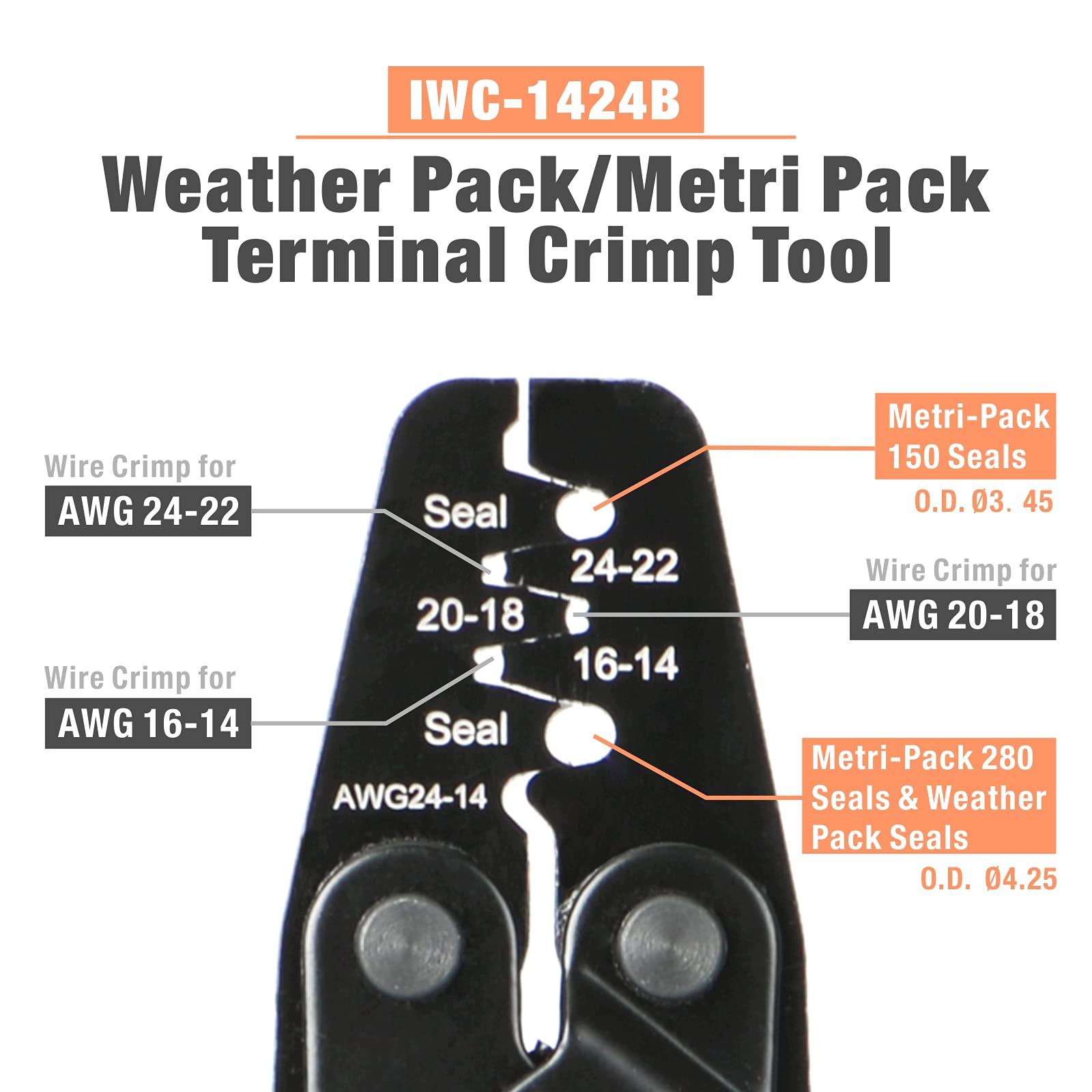 iCrimp Delphi Weather Pack Crimper, Metri Pack Crimping Tool, Wire Crimper for Sealed Weatherproof Automotive Electrical Connectors AWG14 to AWG24