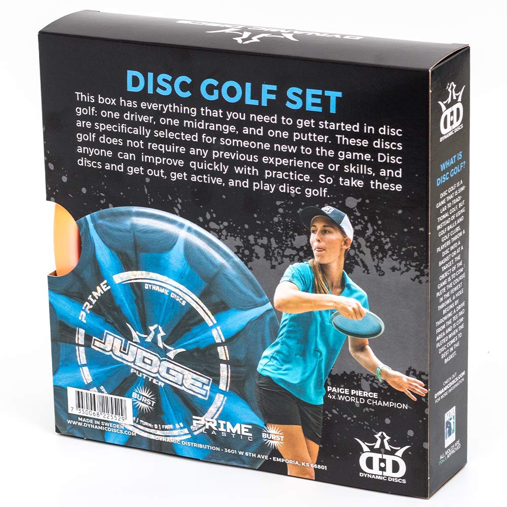 Dynamic Discs Prime Burst 3 Disc Golf Starter Set, Men, Women, and Kids, Beginners Frisbee Disc Golf Set, Putter, Midrange, and Fairway Drivers, Colors Will Vary