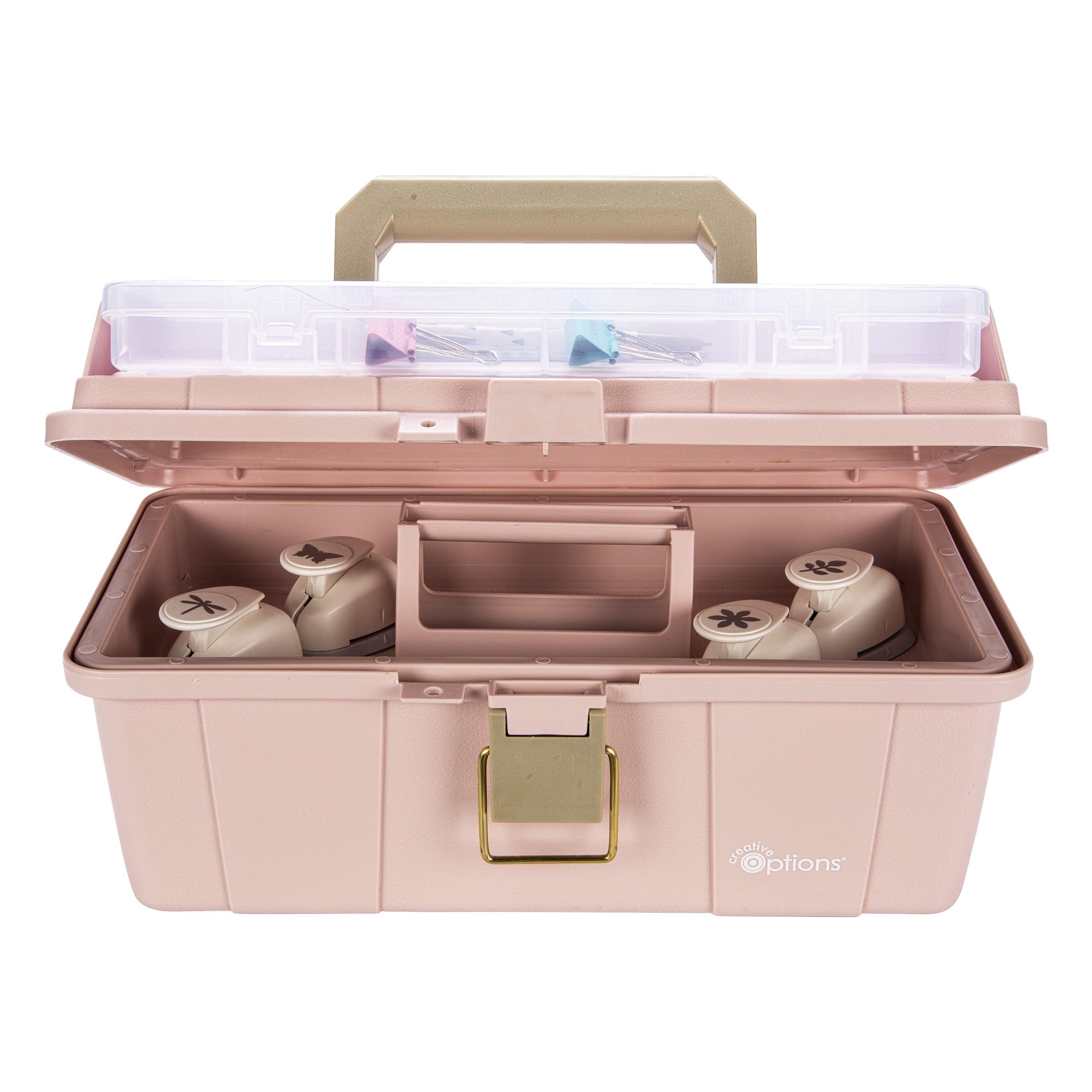 Small Craft Box with Removable Utility | Oranization For Crafts, Small Parts, & Batteries with Brass Latch