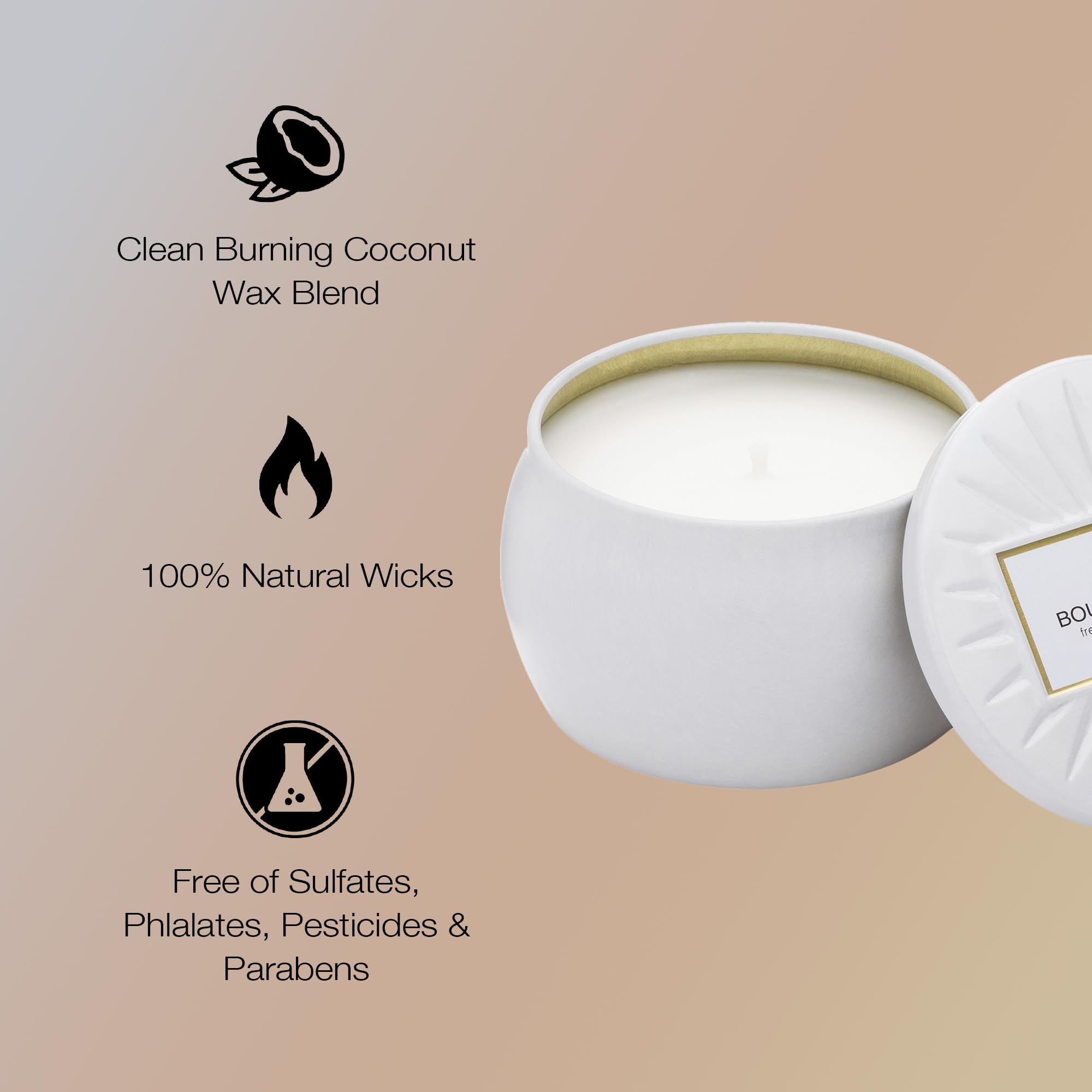 Voluspa Bourbon Vanille, Mini Tin Candle, 4 oz, 25 Hour Burn Time, All Natural Wicks and Coconut Wax for Clean Burning, Vegan, Poured in the USA