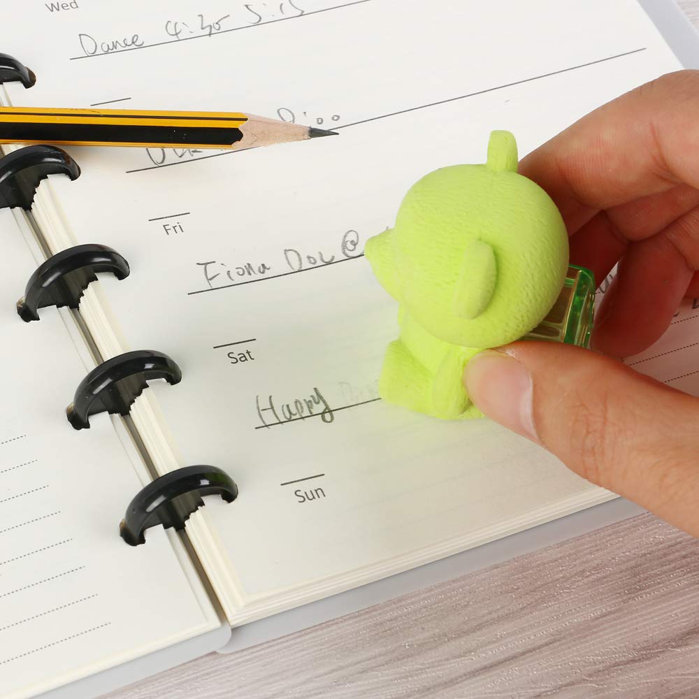 Eagle Manual Pencil Sharpener and Eraser, Cute Bear Shape, for Standard 6-8 mm Pencils, Perfect for Kids, Pack of 1 (Green)