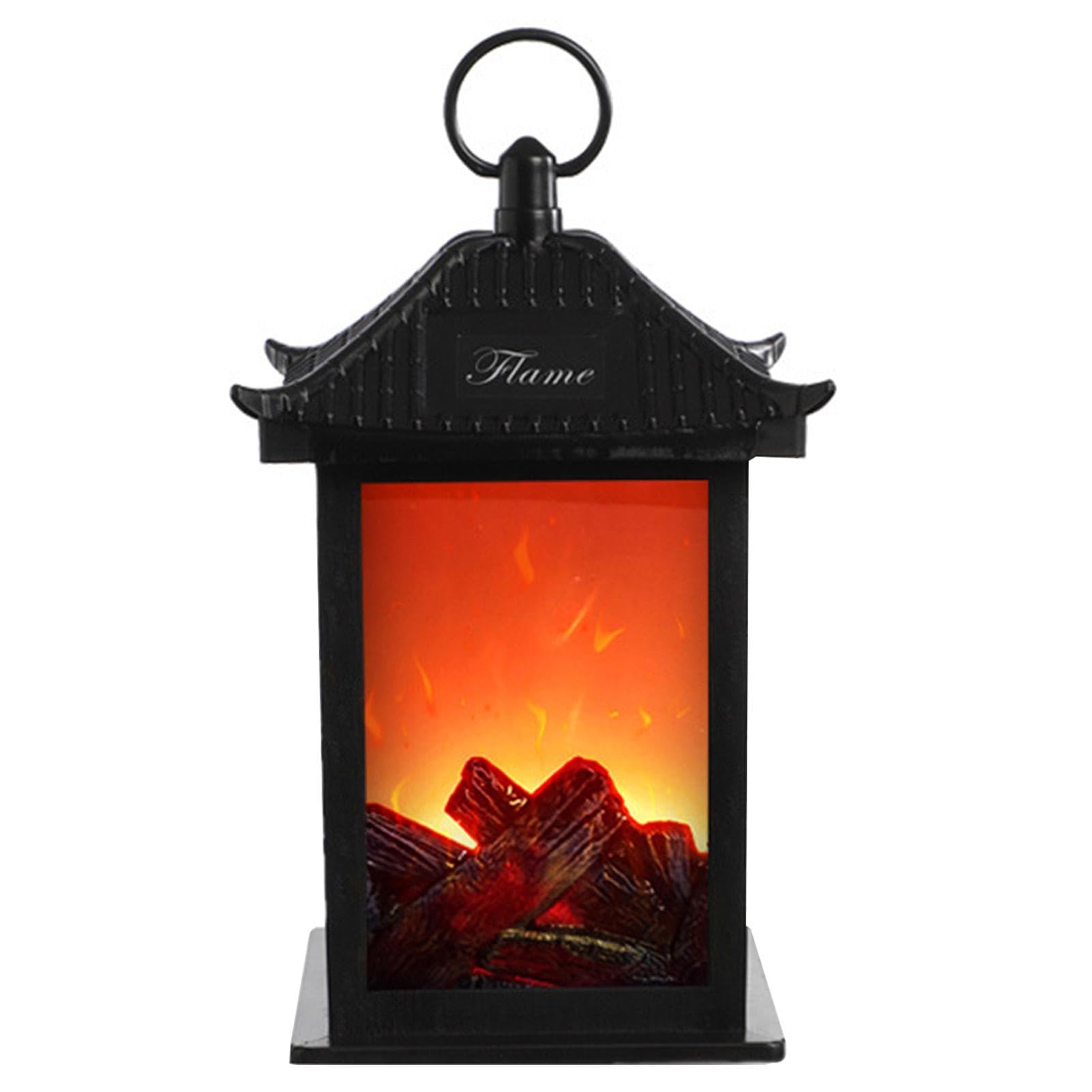 Fireplace Decorative Lantern, Table Top Electric Fireplace Lamp with Touch Switch, Wall Mounted Electric Fireplace with Realistic Flame Effect, Battery Operated LED Fireplace Lamp for Home Courtyard