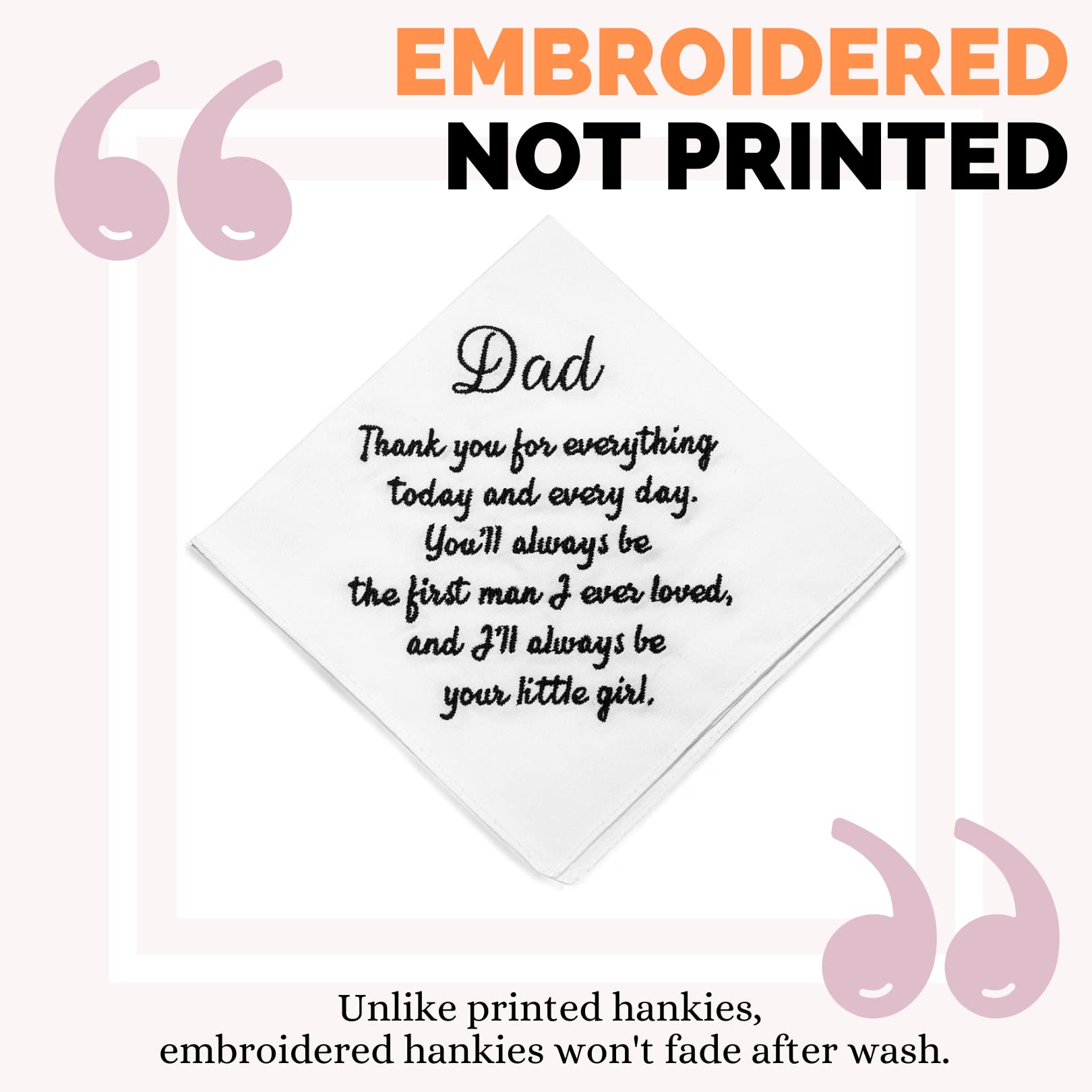 ECOHIP 2 Wedding Handkerchief Mother of Bride Father Hankie Dad Mom Parents Gift