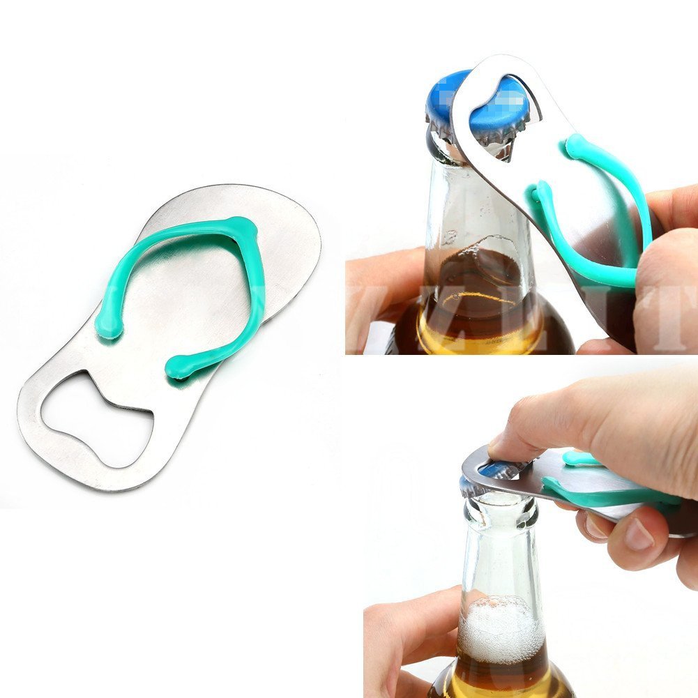 Glanzzeit Slipper Shaped Novelty Bottle Opener Stainless Steel Beer Wine Soda Can Opener Drink Hand Opener Kitchen Tool Bar Helper Wedding Party Favor Creative Gift (Mint green)