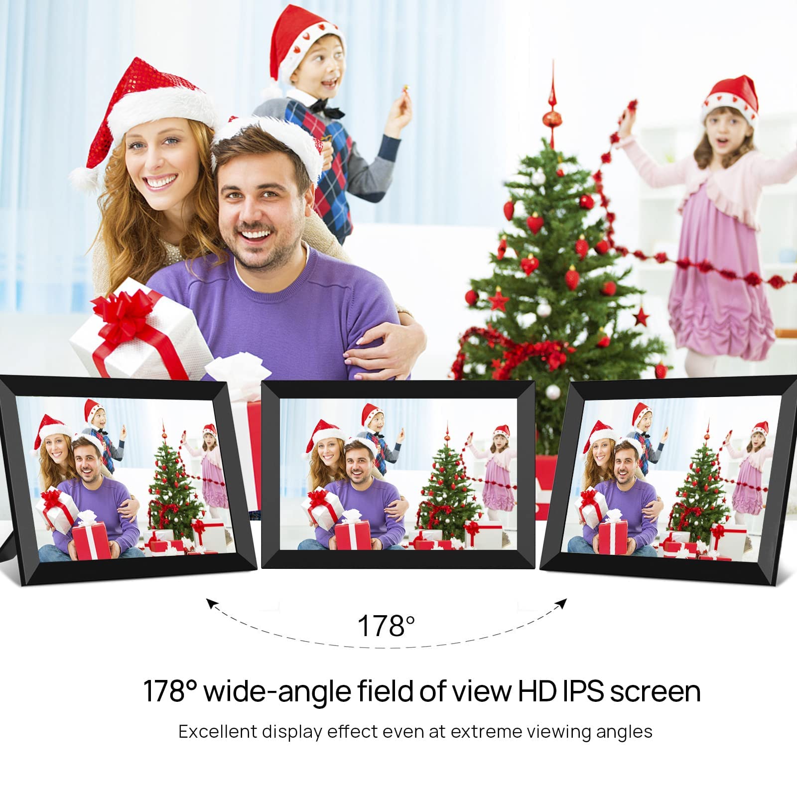 FRAMEO Digital Photo Frame 10.1 Inch, 1 Piece Smart WiFi Digital Picture Frame, Touch Screen Display, 32GB Storage Auto-Rotate Easy Share Photos or Videos in Frameo App from Anywhere Living Room Decor