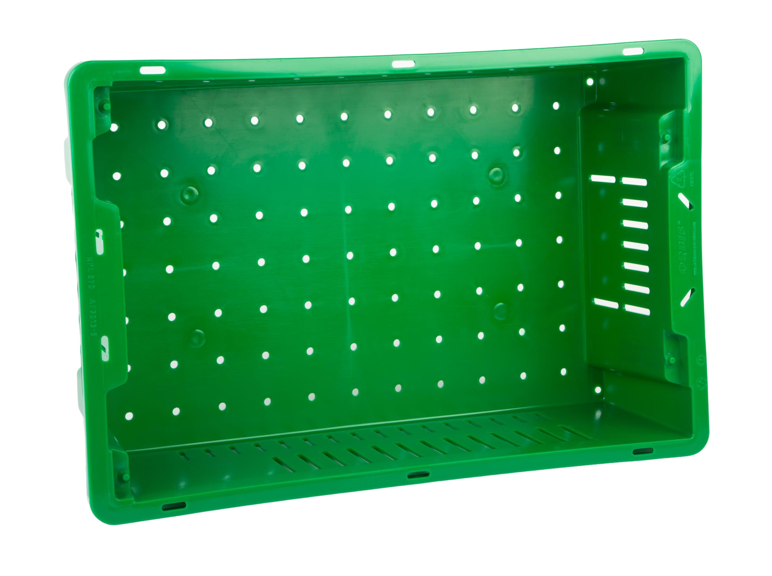 Hudson Exchange 20 x 13 x 5.6" (4.5 Gallon) Agricultural Nest and Stack Vented Crate Handled Storage Container Tote, Green (4 Pack)