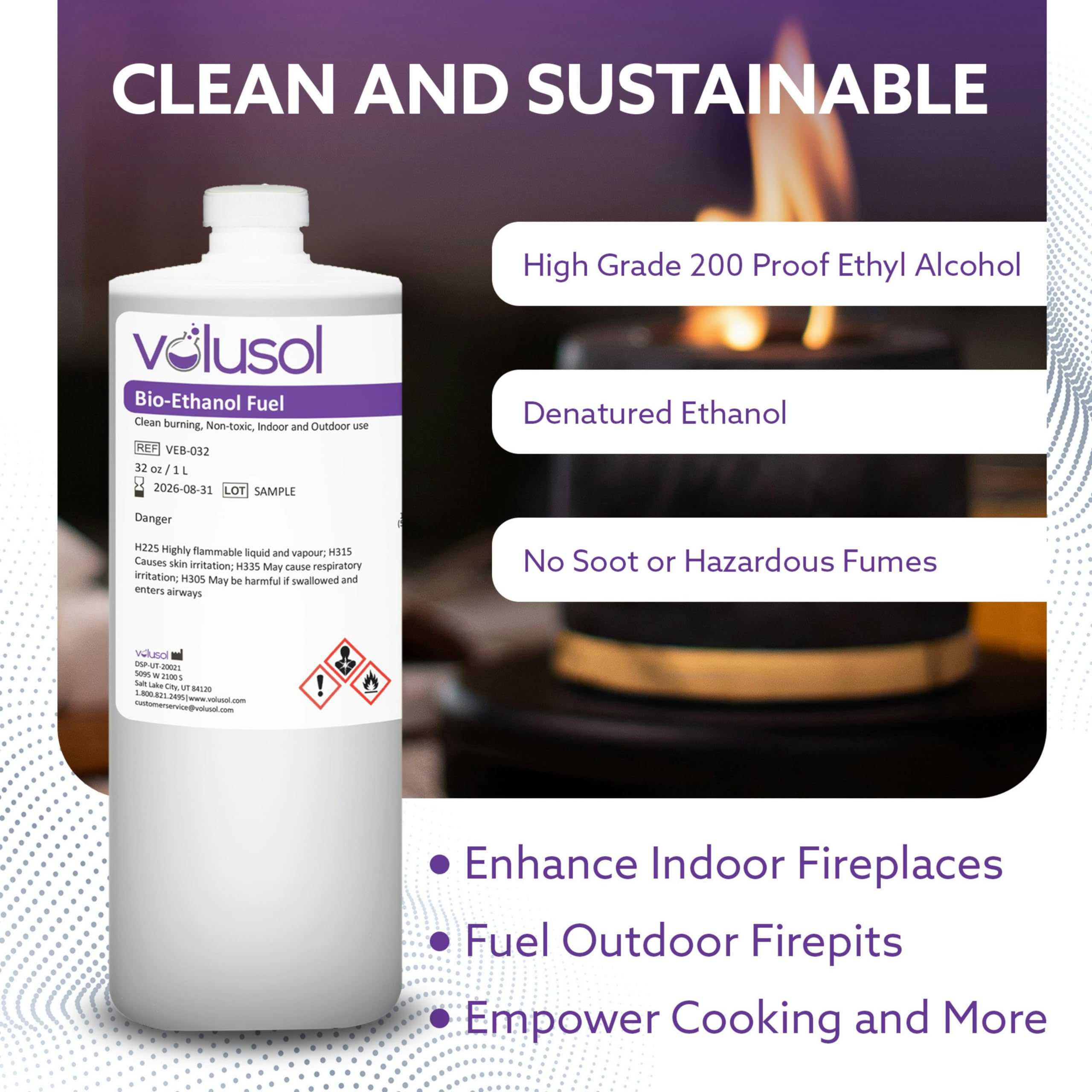 Fireplace Fuel, Ventless, Bio-Ethanol, Clean Burning/Eco-Friendly (1000mL /32 oz.) - (Pack of 9)
