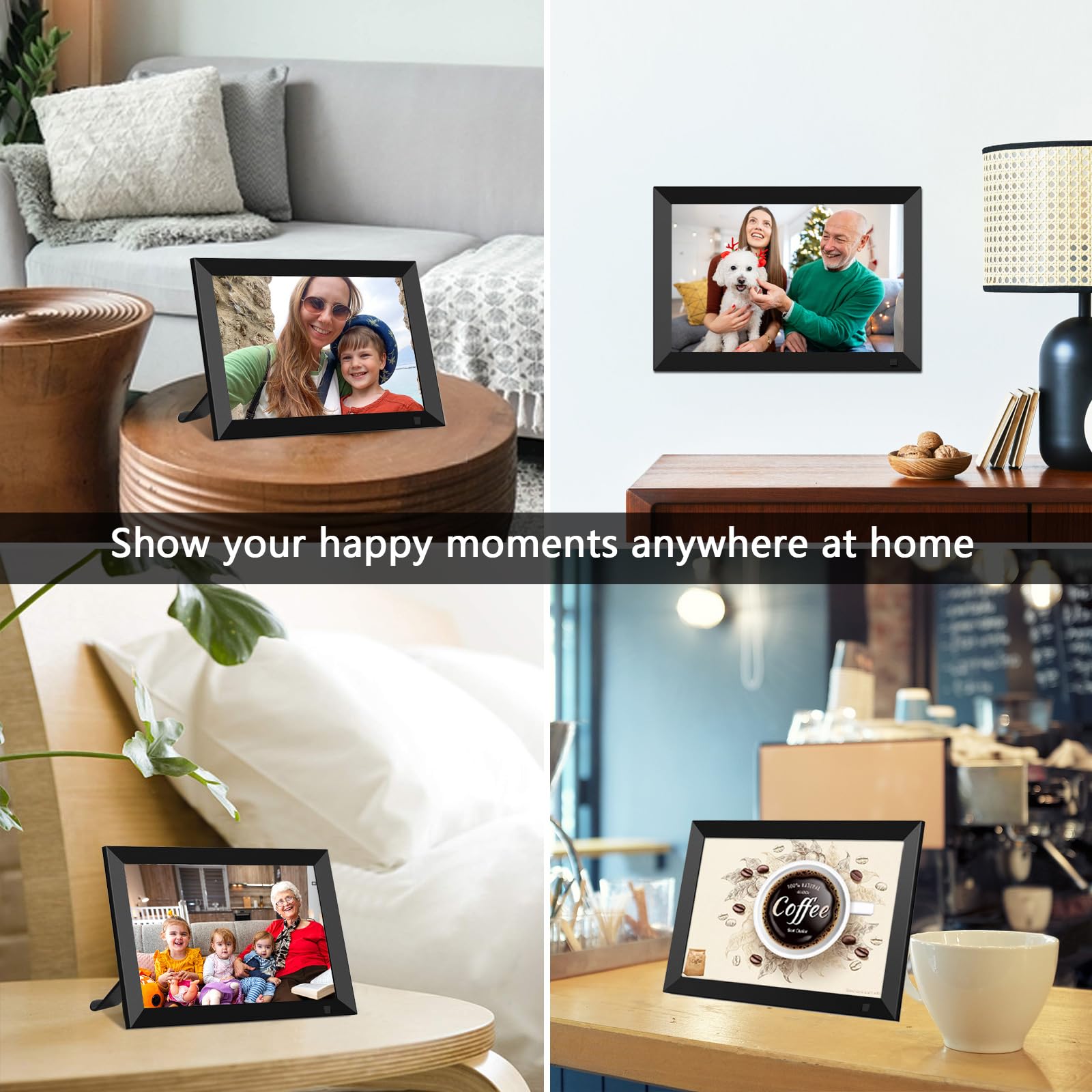 FRAMEO Smart Digital Photo Frame, 10.1 Inch WiFi Digital Picture Frame with IPS Touch Screen, Auto-Rotate, 16GB Storage, Easy to Share Photos or Videos via Frameo APP from Anywhere (Black)