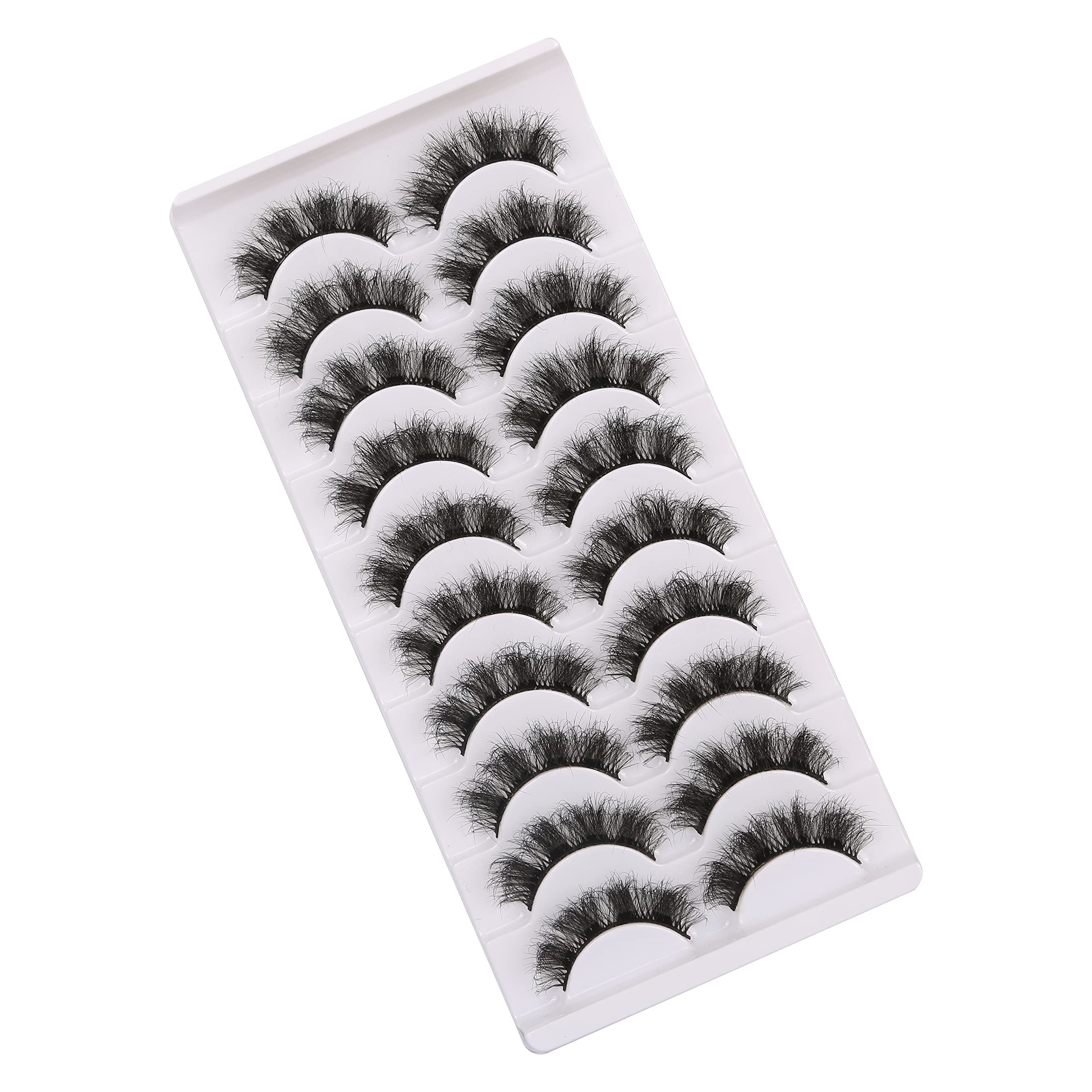 Himirell Fluffy False Lashes Short Natural Faux Mink Eyelashes D Curl Thick Volume Fake Eyelashes Natural Look 10 Pairs Pack
