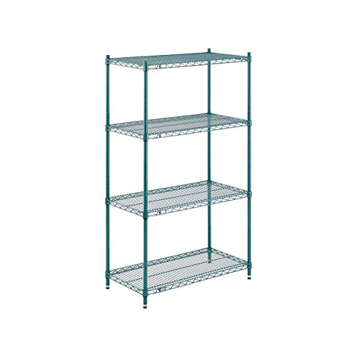 Nexel 24" x 36" x 54", 4 Tier Adjustable Wire Shelving Unit, NEXGuard Anti-Microbial Agent, NSF Listed Commercial Storage Rack, Poly-Green, Leveling feet