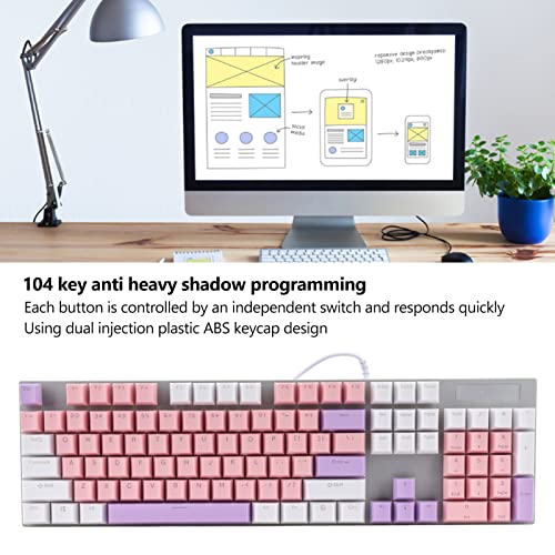 Luqeeg Mechanical Keyboard, 104 Keys RGB Keyboard, Wired Ergonomic Gaming Keyboard with 26 26 Backlight Mode Hot Swap Mechanical Game Keyboard, Compact for Windows for OS for