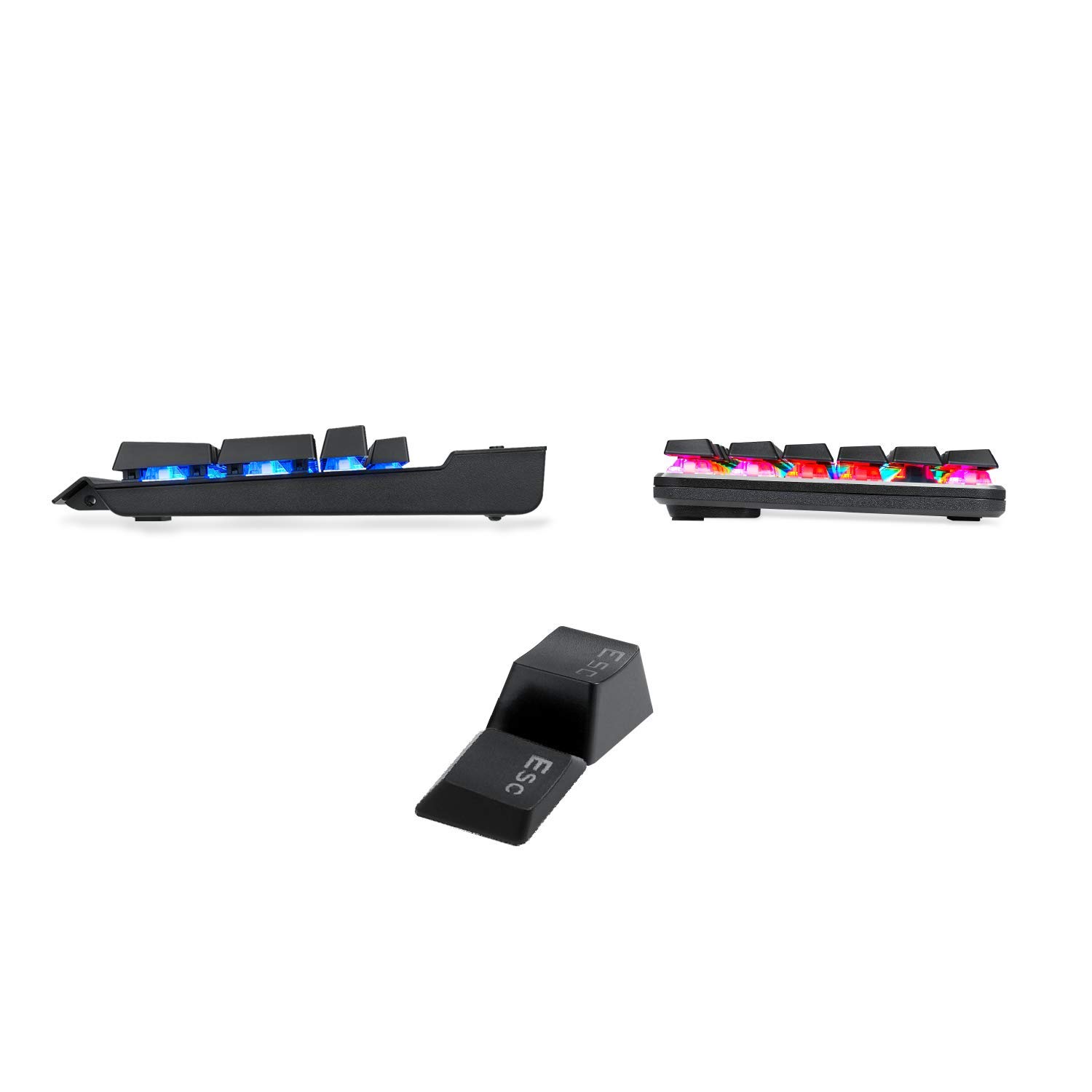 EagleTec KG060-BR RGB LED Backlit Mechanical Gaming Keyboard Low Profile Mechanical Gamers Keyboard 87 Key Metal Mechanical Computer USB Gaming Keyboard for PC Quiet (Black)