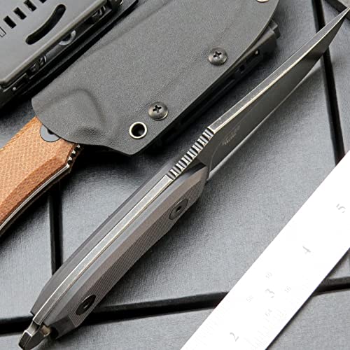 Eafengrow EF126 Fixed Blade Knife 14C28N Steel Blade, G10 Handle Full Tang Fixed Knife for Outdoor Camping Hunting Survival EDC Tool Knife(Black)