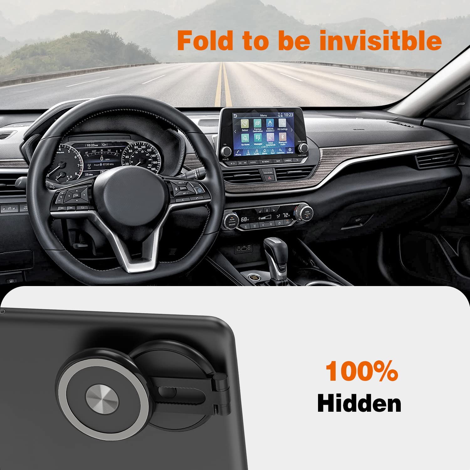 JUBOR Car Phone Holder, Powerful Magnetic car Phone Holder, Foldable and Hidden car Bare Machine Holder for iPhone 14, 13, and 12 Pro Max Plus