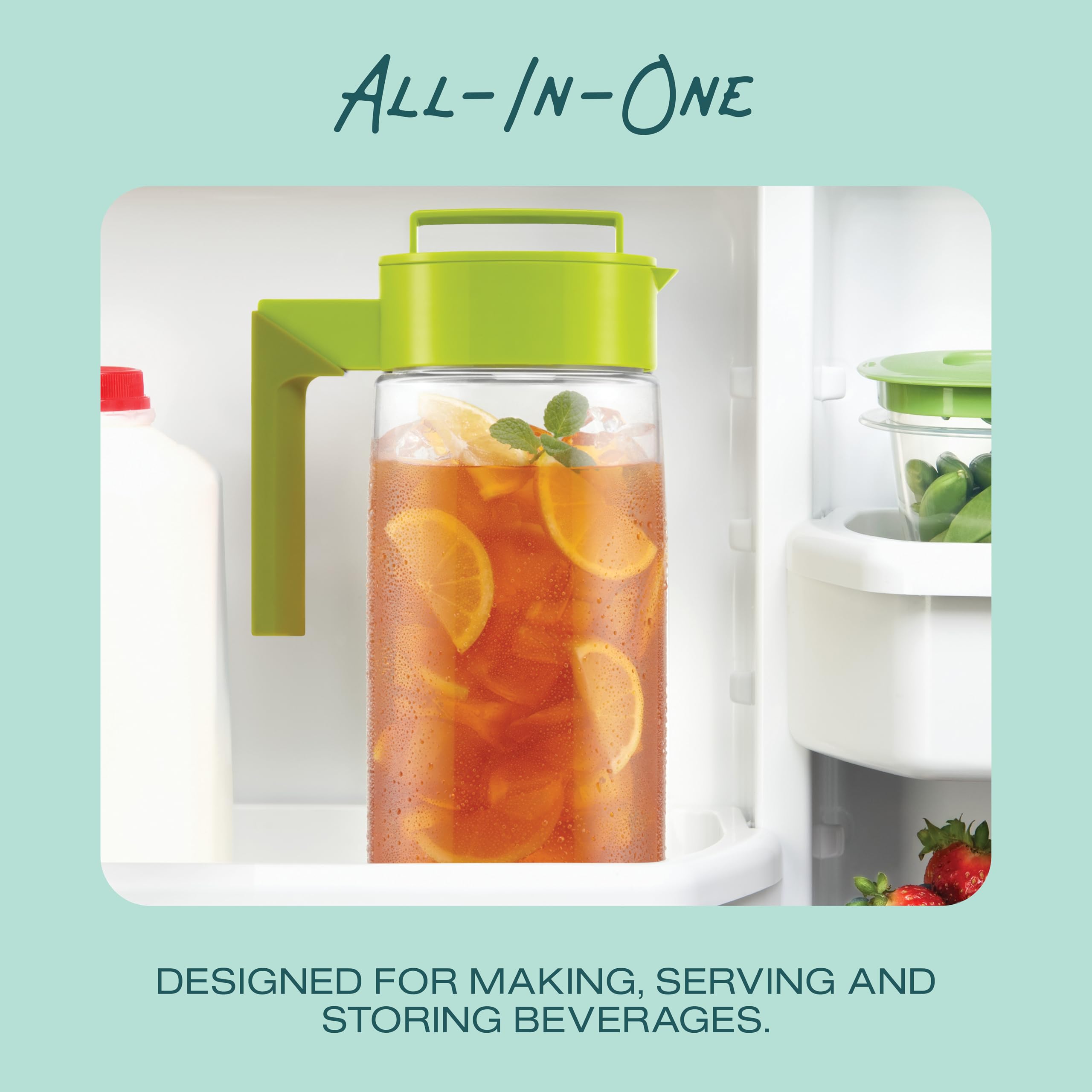 Takeya Patented and Airtight Pitcher Made in the USA, BPA Free Food Grade Tritan Plastic, 2 qt, Black