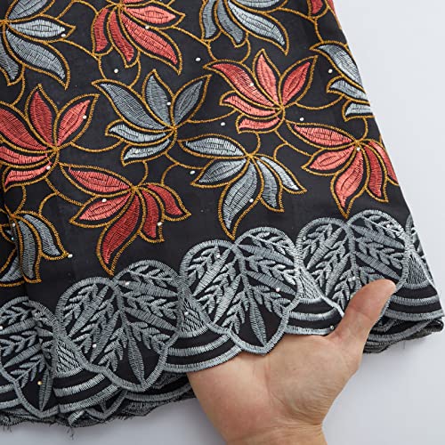 SJD LACE African Lace Fabric 5 Yards, Nigerian Embroidery Cotton Lace Fabric for Wedding Party Dress Sewing 28678
