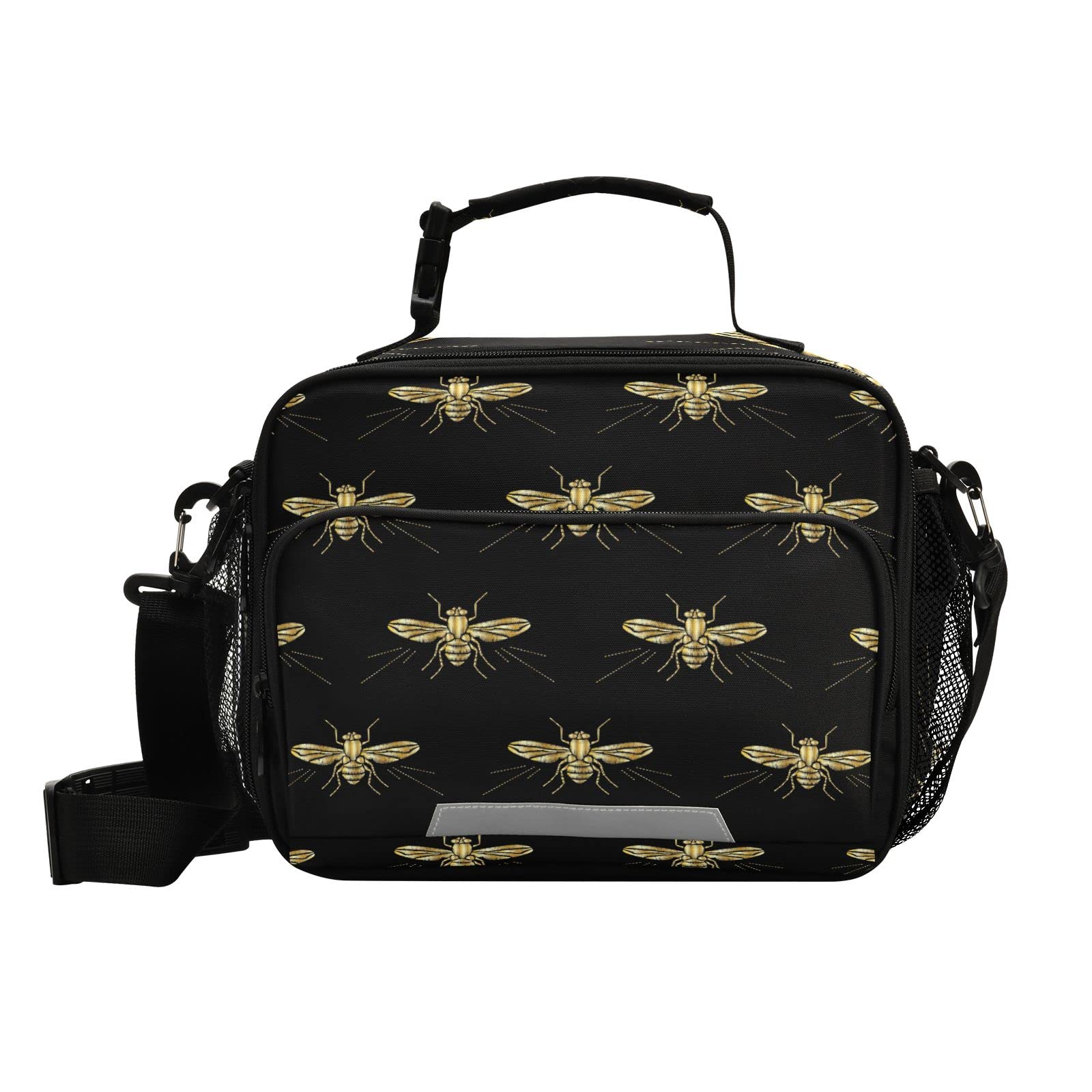 Glaphy Gold Bee Lunch Bag, Cooler Lunch Tote Box Insulated Lunch Bags Food Container for Men Women Kids