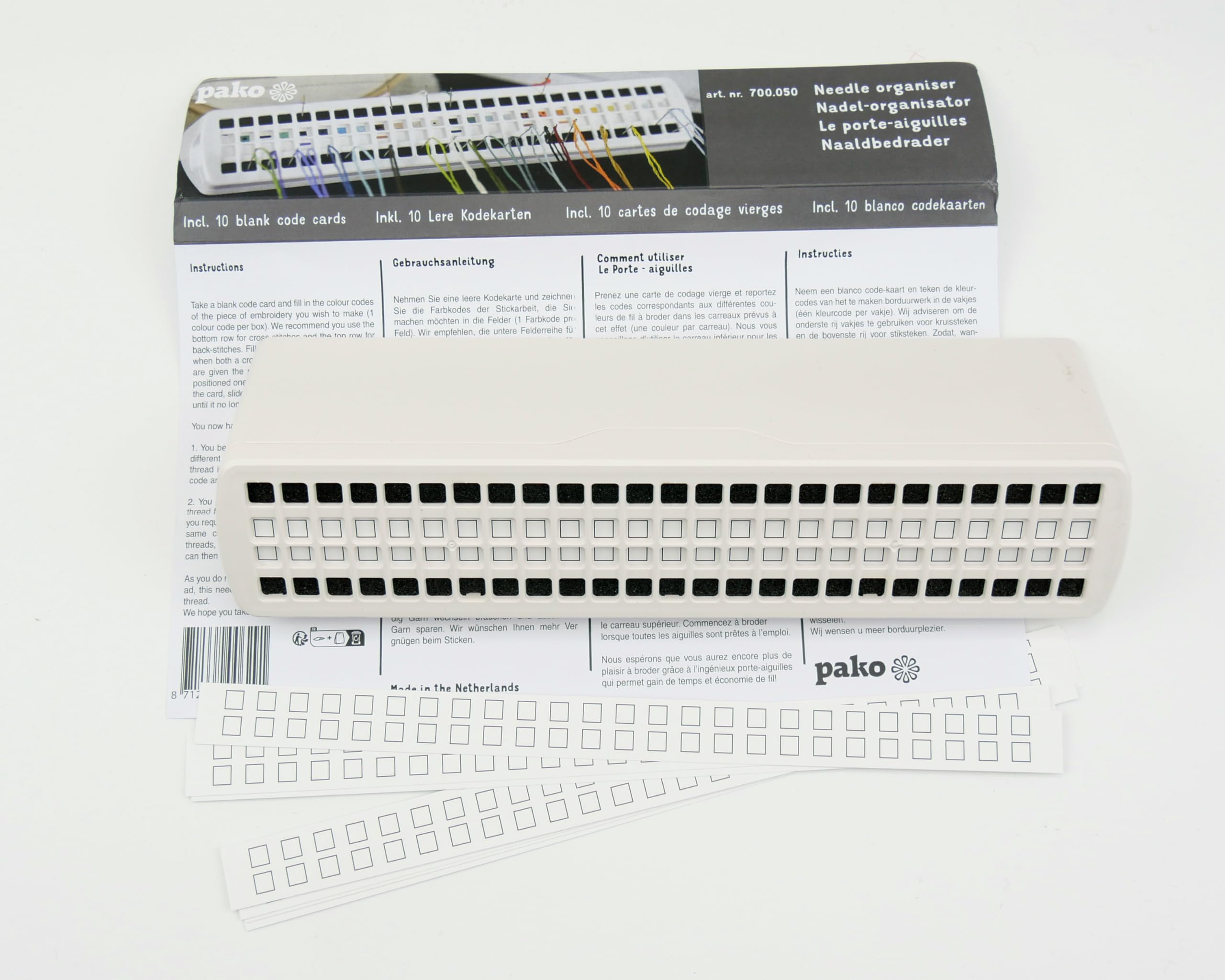 Pako Organiser Storage Needle Organiser - Cross Stitch Accessories - for Embroidery Needle - with 10 Blank Code Cards