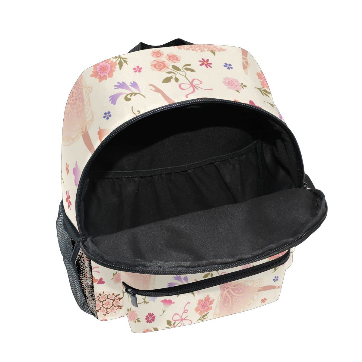 Glaphy Custom Kid's Name Backpack Dancing Ballerinas Floral Toddler Backpack Personalized Name Preschool Bookbag for Boys Girls