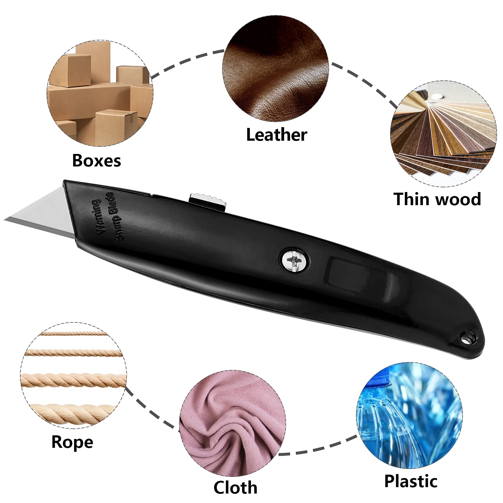 DIYSELF 2Pack Utility Knife Box Cutter Retractable Blade Heavy Duty(Black)