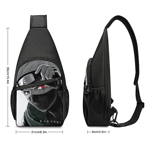 Small Sling Crossbody Bag Anime Printing Multifunction Chest Shoulder Bag Waterproof Hiking Travel Bag with Adjustable Strap for Women Men (Black)