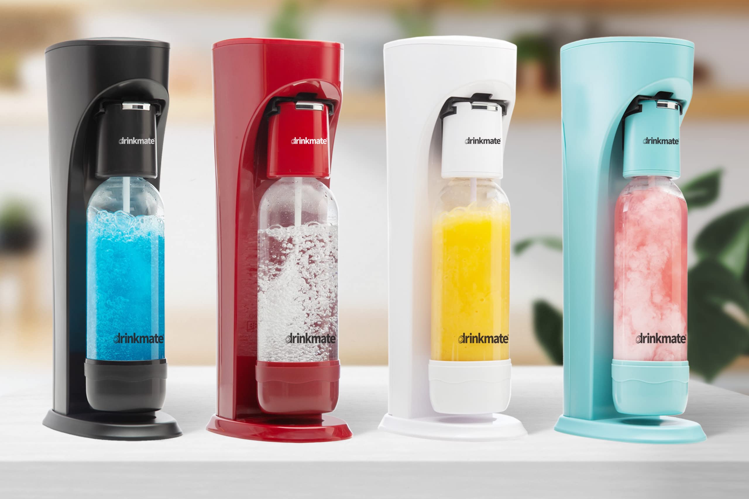Drinkmate OmniFizz Sparkling Water and Soda Maker, Carbonates Any Drink, PARTY PACK - Includes two 60L CO2 Cylinders, three Carbonation Bottles, and two Fizz Infusers (Matte Black)
