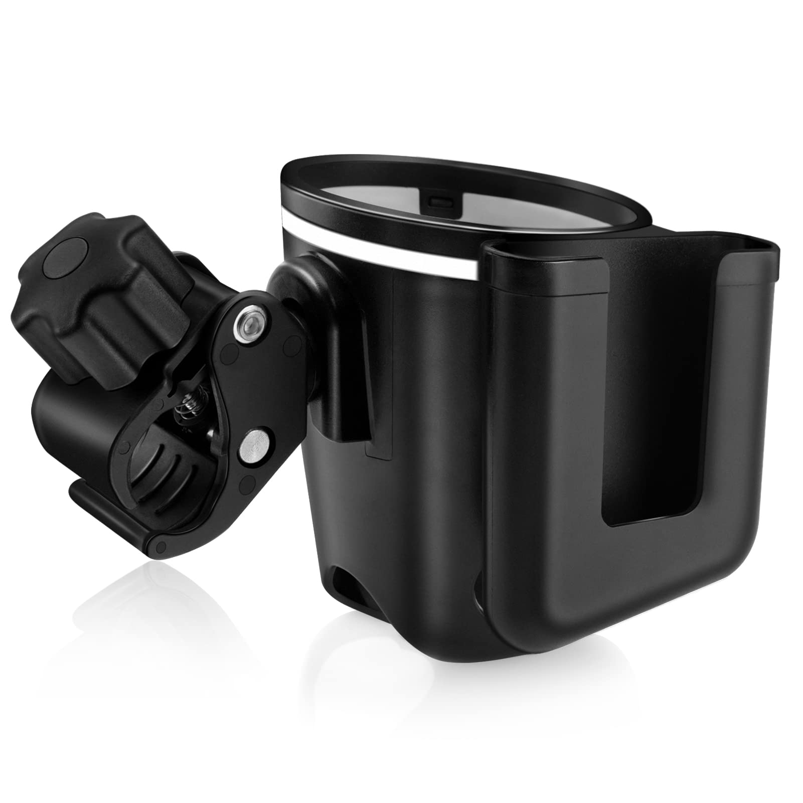 welltop Stroller Cup Holder with Phone Holder, 2 in 1 Bike Cup Holder, Universal Bottle Holder Organizer for Stroller, Bike, Wheelchair, Walker, Scooter (Black)