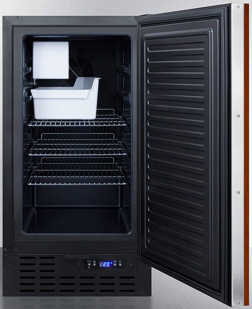 Summit Appliance BIM18IFADA 18" Wide ADA Compliant Built-in Undercounter Frost-Free Crescent Icemaker for Built-in or Freestanding Use with Panel-Ready Door and Black Cabinet