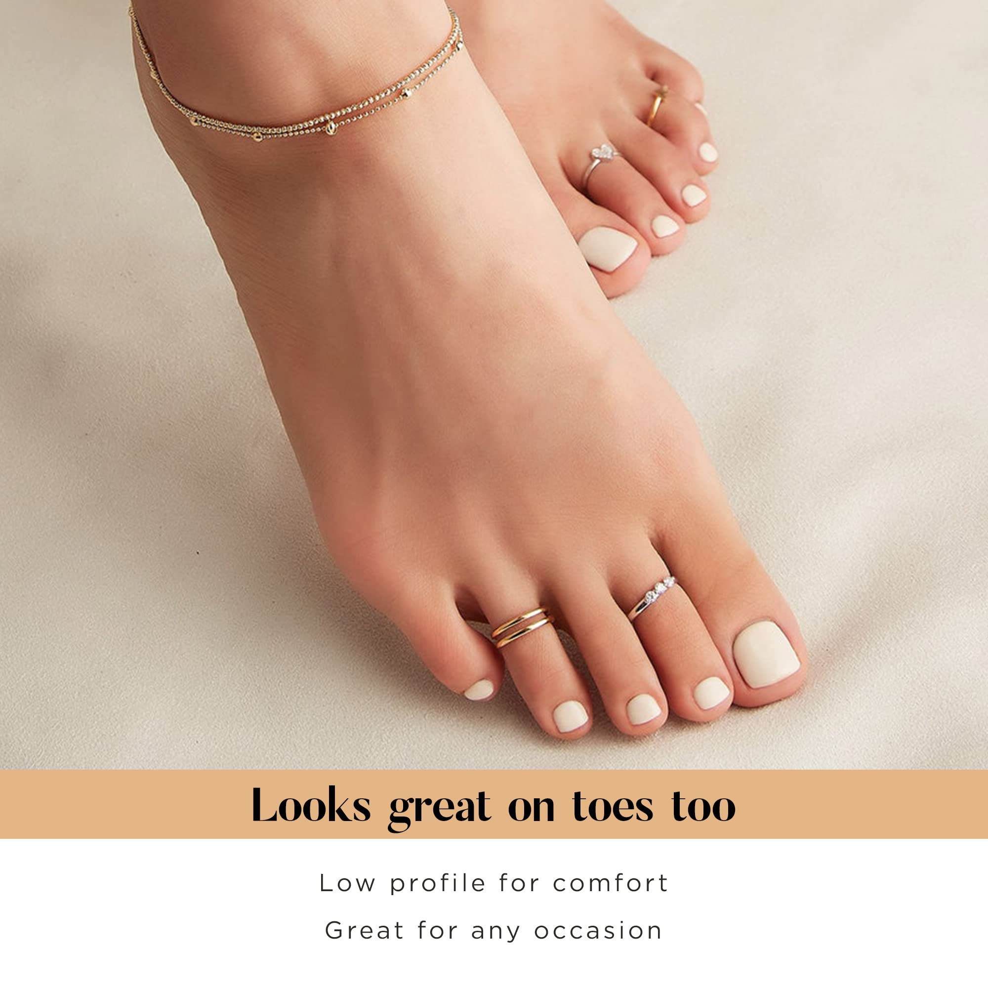 EVERNOIR Luxurious 14K Gold Band Ring for Women, Tarnish-Free and Non-Fading, Ideal for Wedding, Stackable Style - Size 7