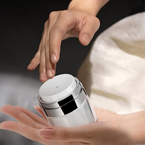 Lurrose Vacuum Container 4 Pcs Airless Pump Jars Empty Acrylic Makeup Cosmetic Jar Containers Refillable Travel Lotion Jar for Moisturizer Skincare Cream Hydrating Face Primer