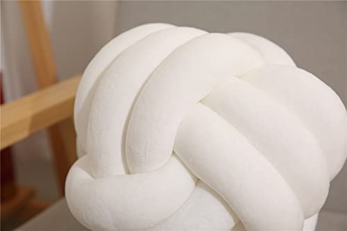 Naibyuki Knot Ball Pillow Household Throw Pillow Short Plush Knot Ball Pillow Home Decorative Waist Cushion Pillow for Couch Bed Car Office (White,Diameter:10.6 inches)