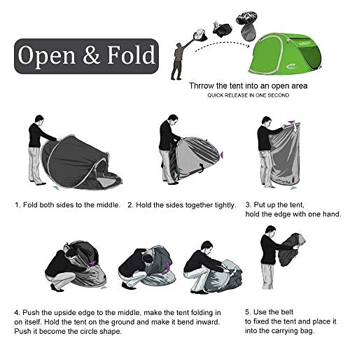 Easy Pop Up Tent 4 Person Waterproof - Pop-Up Camping Tents Automatic Tent Throw Pop Up Instant Flip Pop Tent for Camping,by ZOAMKE(Green)
