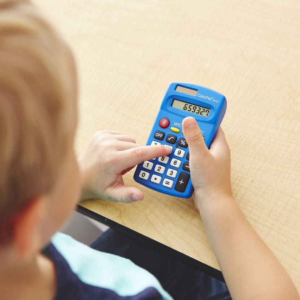 EAI Education CalcPal EAI-80 Basic Solar Calculator, Dual-Power for School, Home or Office: Blue - Set of 10