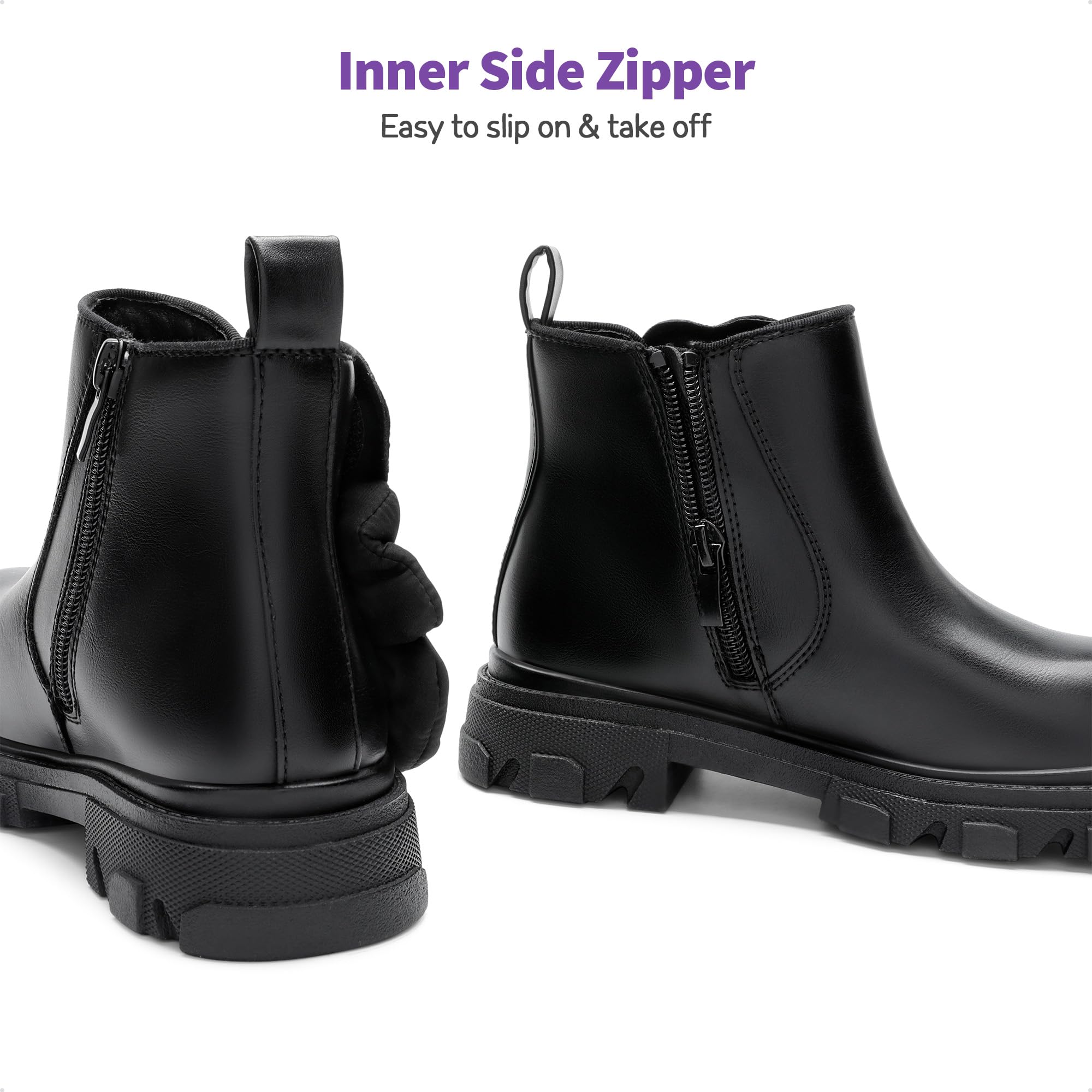 DREAM PAIRS Girls Chelsea Boots Side Zipper Interchangeable Accessories Ankle Booties SDBO2301K BLACK Size 2 little_kid