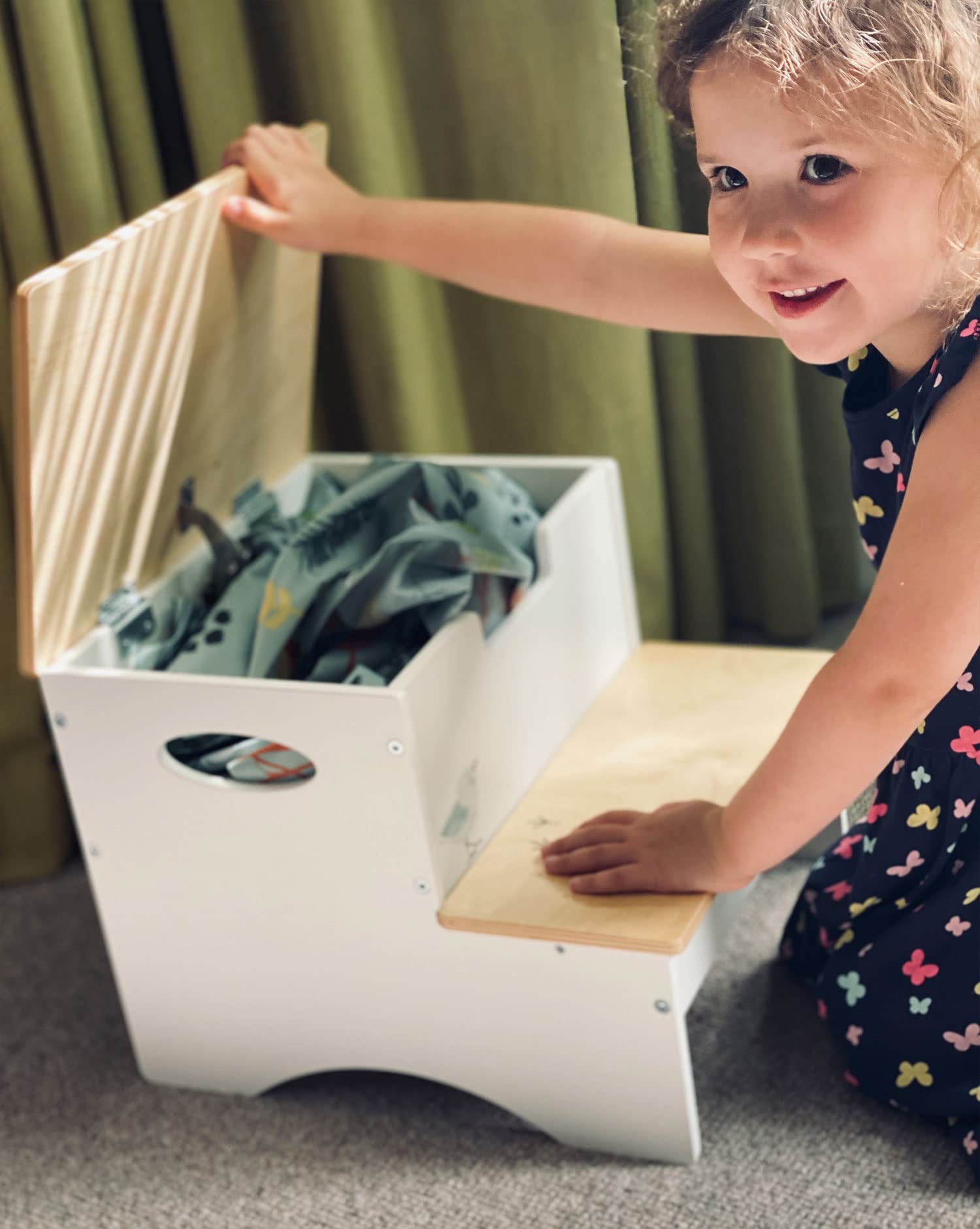 Tender Leaf Toys - Forest Steps - Lightweight and Portable Step Stool for Kids with Storage Space and Handles - Easy to Move, Great for Home, Kitchen, Nursery Room, and Countertop - Age 3+