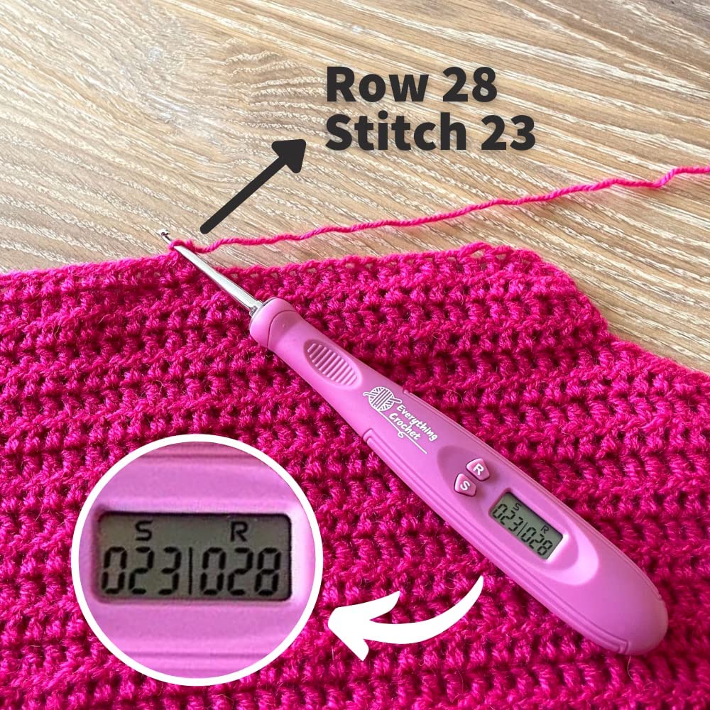 Everything Crochet Counting Crochet Set Digital β Original Ergonomic Crochet Hook Set with Digital Counter to Track Rows and Stitches β Counting Crochet Kit with 9 Interchangeable Crochet Hooks