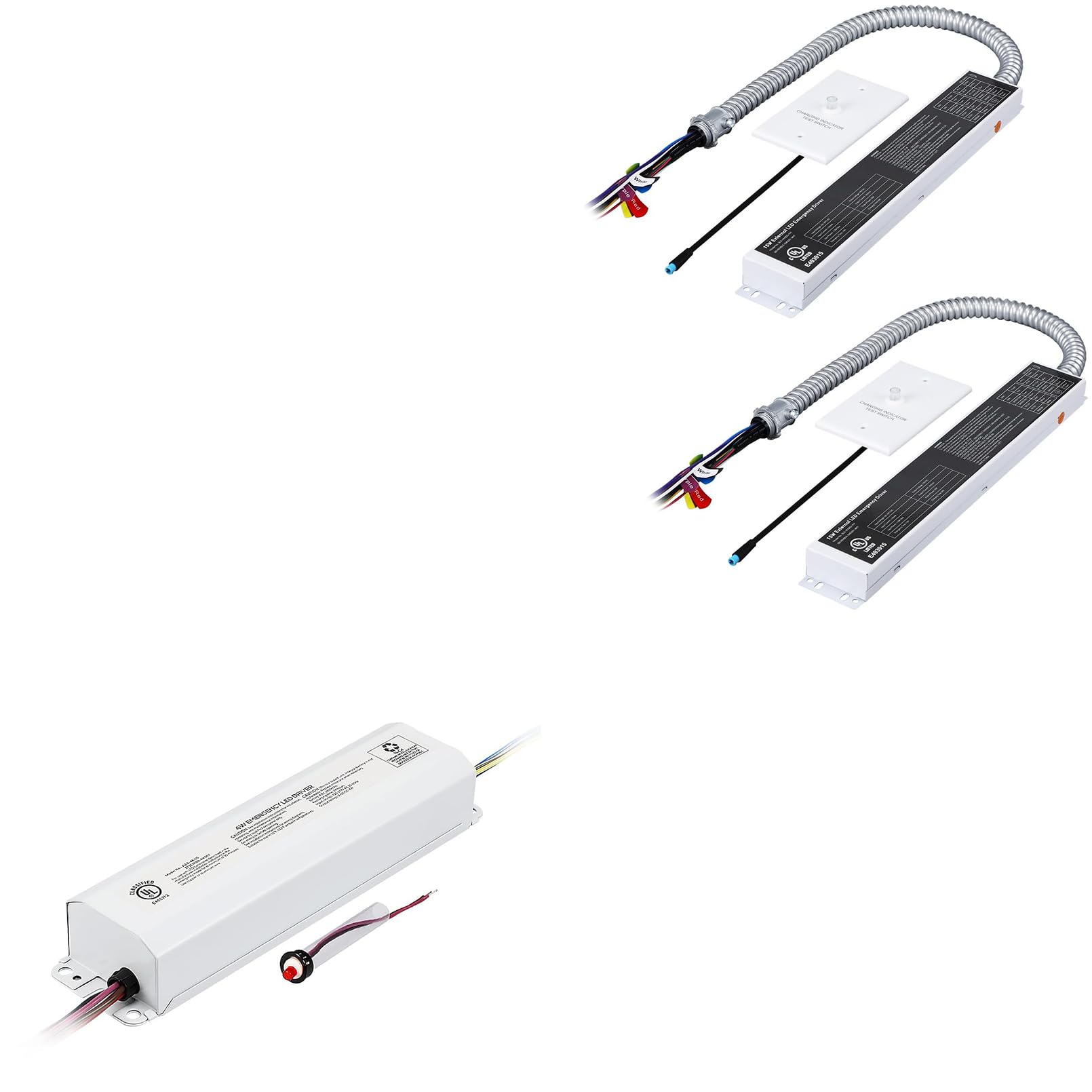 LEONLITE Emergency Driver Bundle Emergency Driver, 1-Pack 4W LED Emergency Driver, 120V-277VAC, 3-60VDC Output, UL Listed & 2-Pack 15W LED Emergency Driver, 100-347VAC, 170VDC Output, UL Listed