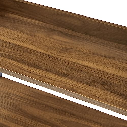 SmallCock Tall Bookshelf, 6-Tier Shelves with Round Top Frame, MDF Boards, Adjustable Foot Pads (Brown)