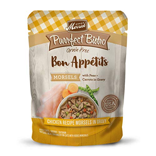 Merrick Purrfect Bistro Bon Appetits Grain Free Wet Cat Food Chicken Recipe Morsels in Gravy, 3 Ounce (Pack of 24)