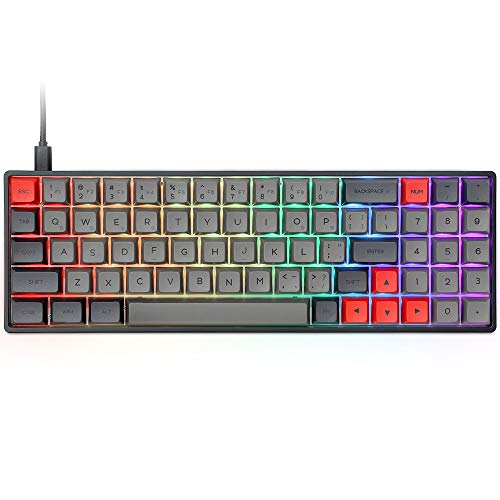 Epomaker SK71S 71-Keys Bluetooth5.1 Wireless/Wired Hot Swappable Mechanical Keyboard with RGB Backlit PBT GSA Keycaps for Win/Mac/Gaming (Gateron Optical Black, Black)