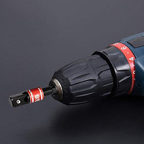 Impact Grade Socket Wrench Adapter Extension Set,3Pcs Hex Socket Adapter Bit+105° Right Angle Drill Attachment Bit Extension 1/4-inch Hex Drive Drill Bit Power Socket Screwdriver Set Holder Adaptor