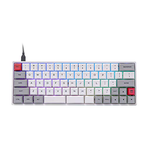 EPOMAKER SK66S 60% Keys Bluetooth 5.1 Wireless Wired Dual Mode Gateron Optical Mechanical Gaming Keyboard with RGB Backlight and PBT Heat Sublimation Keycaps (Gateron Optical Blue, Grey White)