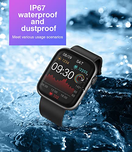 Smart Watch with Bluetooth Call Answer/Dail for Men Women,1.9'' HD Full Touch Screen Fitness Tracker, Smartwatch with Heart Rate Blood Oxygen Blood Pressure Sleep Monitor for Android and iPhone Black