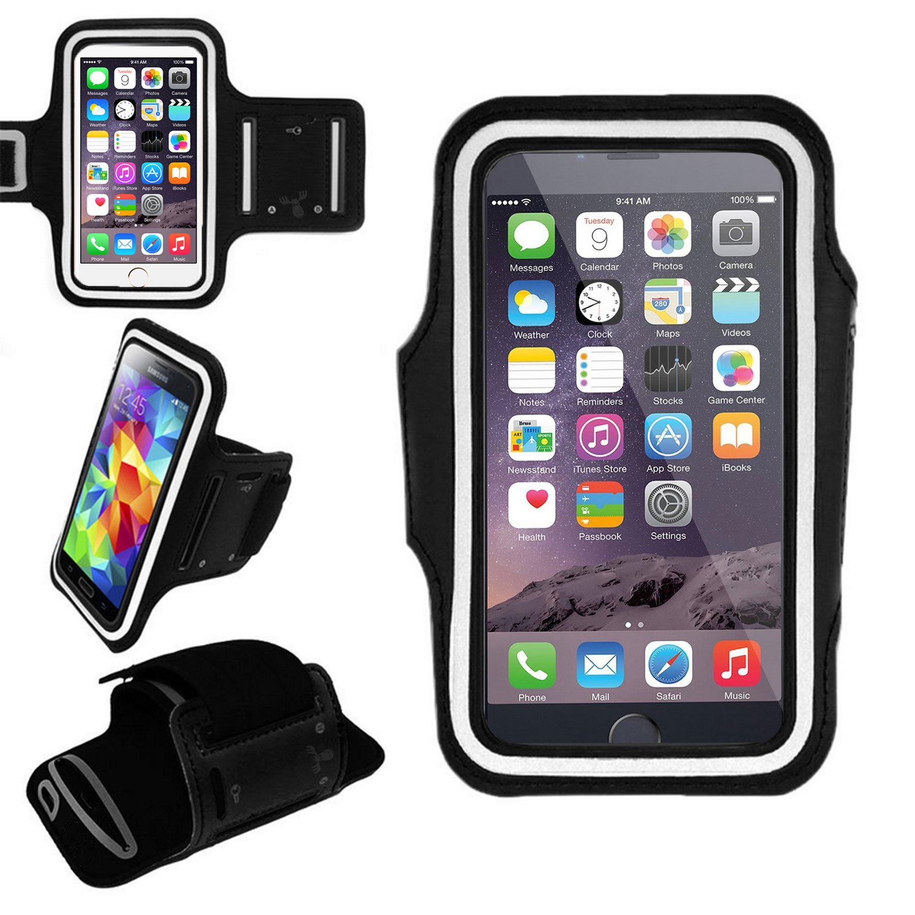 EpicGadget Best Running Armband Case for iPhone Xs Max, XR, 8 Plus, Galaxy S10, S10 Plus, S10 Lite, S9 Plus, Note 9, Pixel 3 XL, LG G7 with Adjustable Elastic Band & Key Holder (Black)