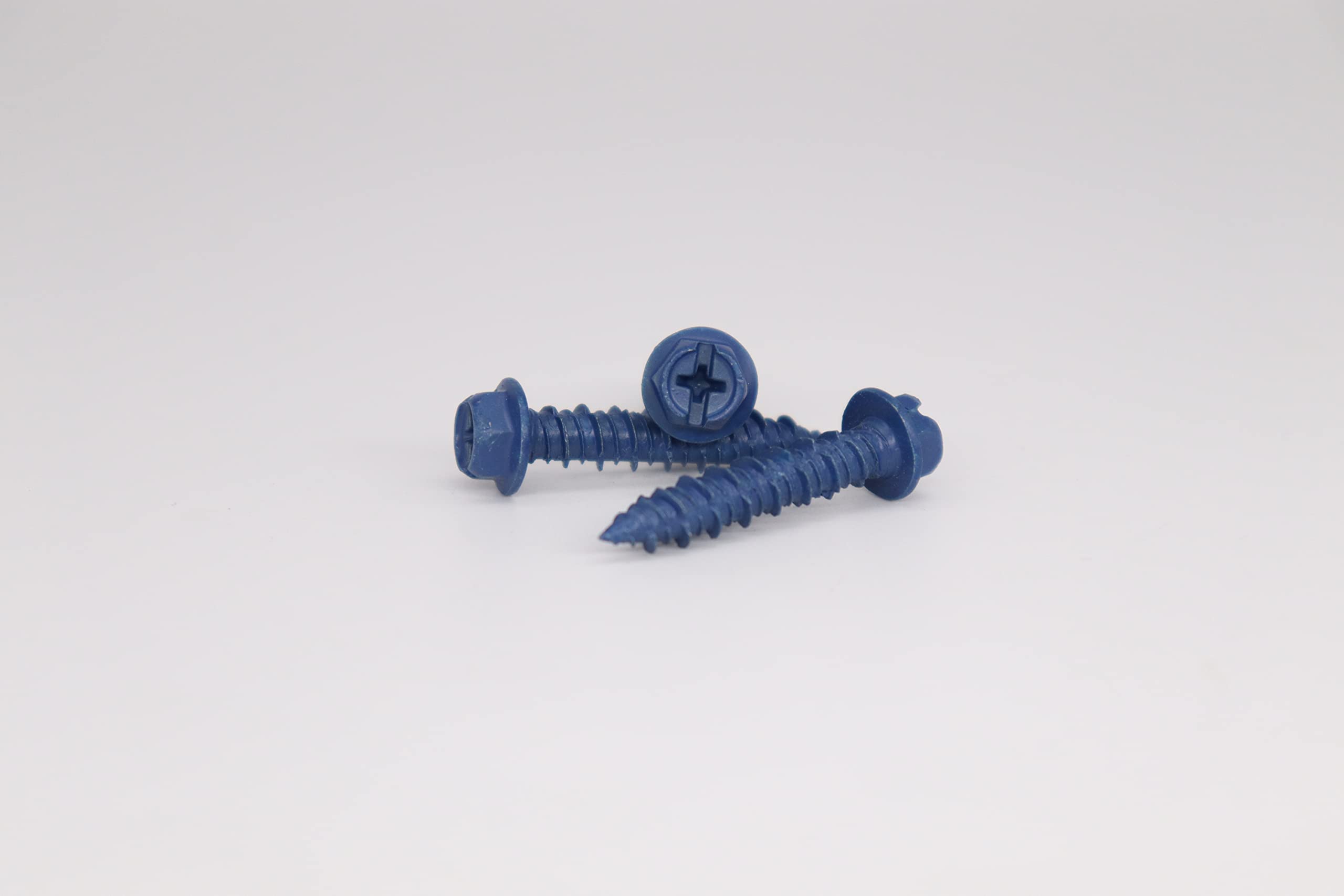 HLAFIX Fastener Blue Ruspert Coating Concrete Screw 1/4”x1-1/4”, Hex Washer Head, Sharp Point, 25pcs in Blister Package