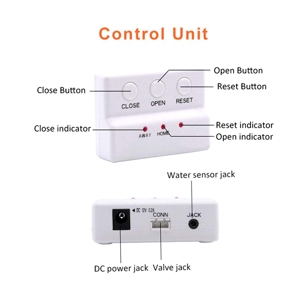 E-SDS Water Leak Detector with Shutoff Valve,Sensors and Sounds Alarm,Automatic Water Leak Shut Off Valve System,for Pipes 3/4 NPT,Flood Prevention for Laundry,Water Heaters and More